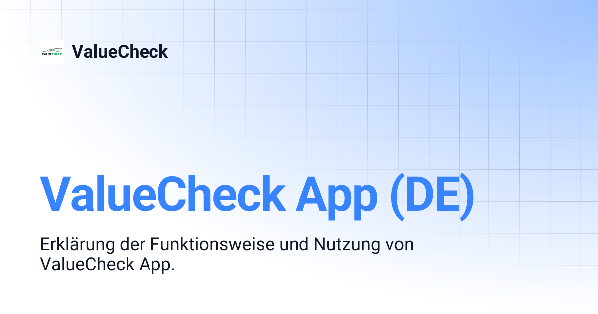 ValueCheck App (DE) | ValueCheck